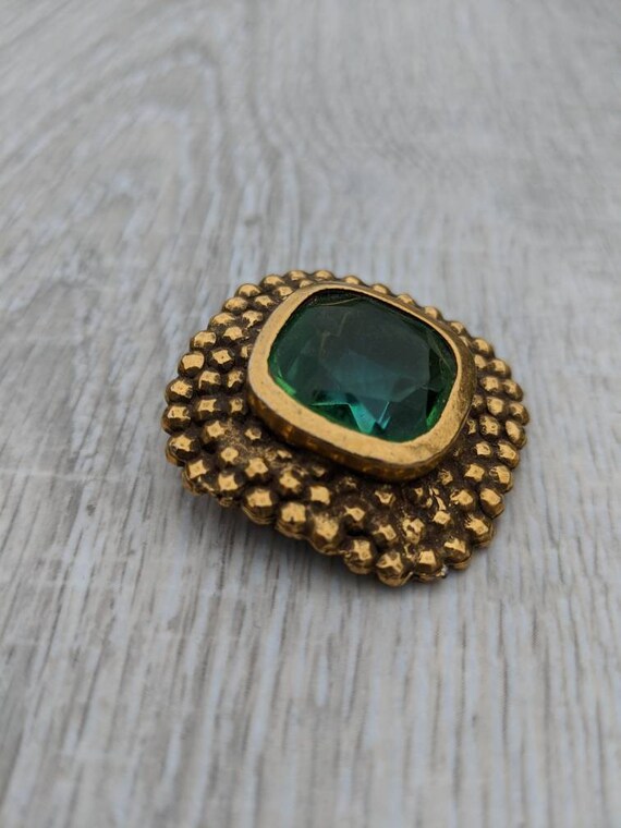 1950s Accessocraft NYC "Single Jewel" Deep Aquamarine… - Gem