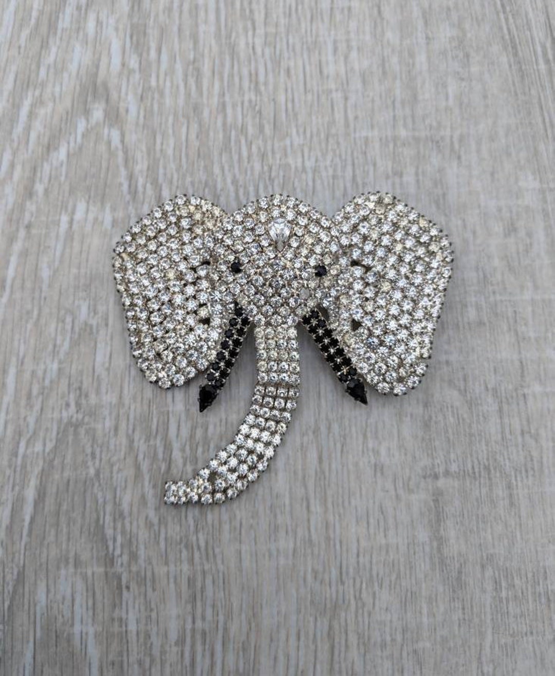 Giant Rhinestone Elephant Statement Brooch With Articulated Trunk - Etsy