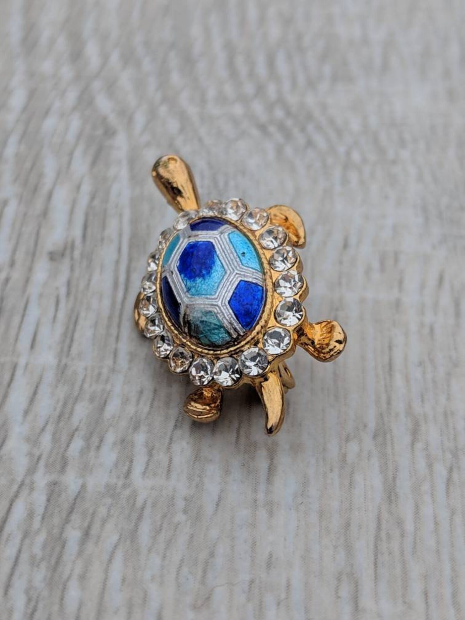 Sparkling Rhinestone and Blue Enamel Sea Turtle Brooch - Etsy