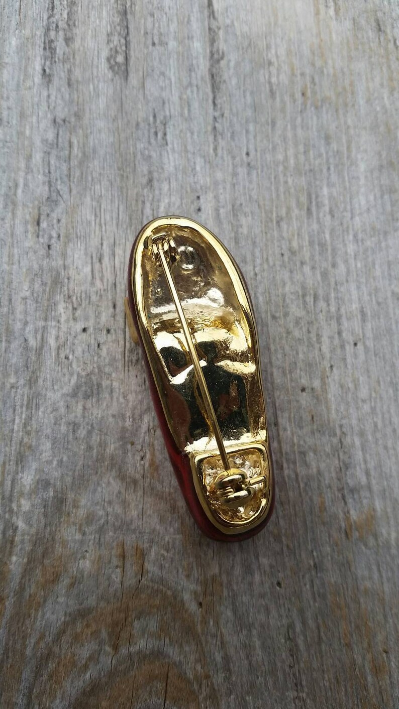 Enamel and Rhinestone Ruby Slipper Brooch - Etsy