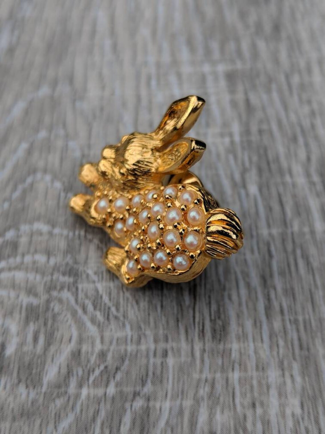 Avon Gold Tone and Faux Seed Pearl Rabbit Lapel Pin | Etsy