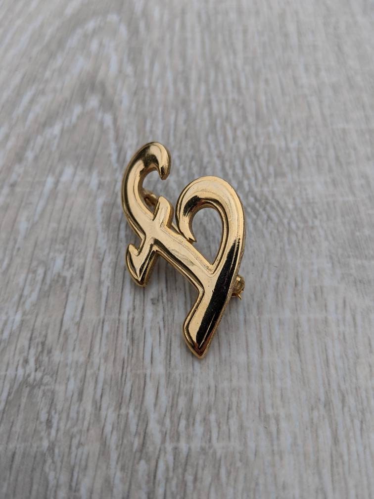 18K Gold Plated Cursive Capital Letter F Initial Monogram | Etsy