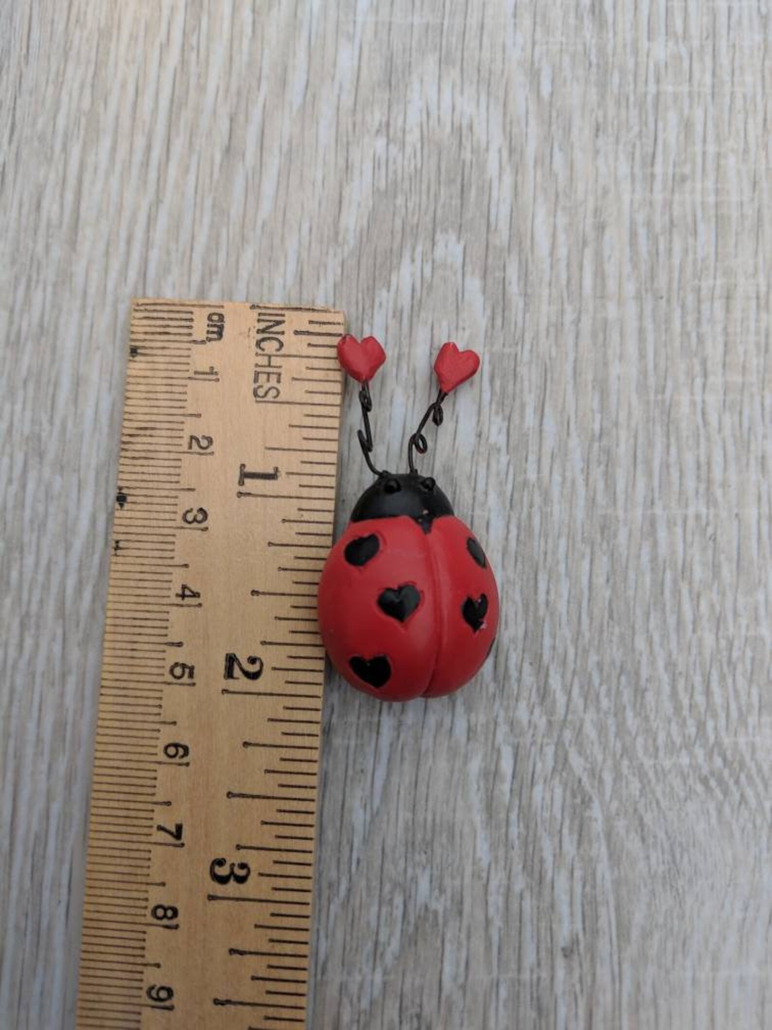 Cherry Red and Black Resin Ladybug With Heart Spots and Antennae Brooch ...