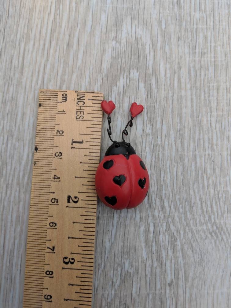 Cherry Red and Black Resin Ladybug With Heart Spots and | Etsy