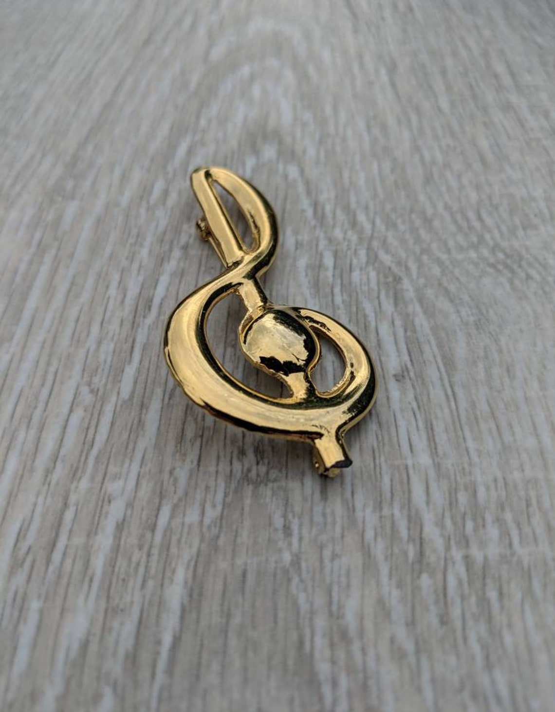 Warm Gold Tone Treble Clef Music Brooch - Etsy