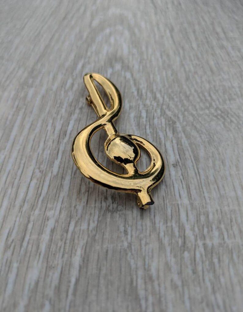 Warm Gold Tone Treble Clef Music Brooch - Etsy