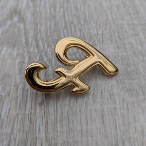 18K Gold Plated Cursive Capital Letter F Initial Monogram Brooch - Etsy