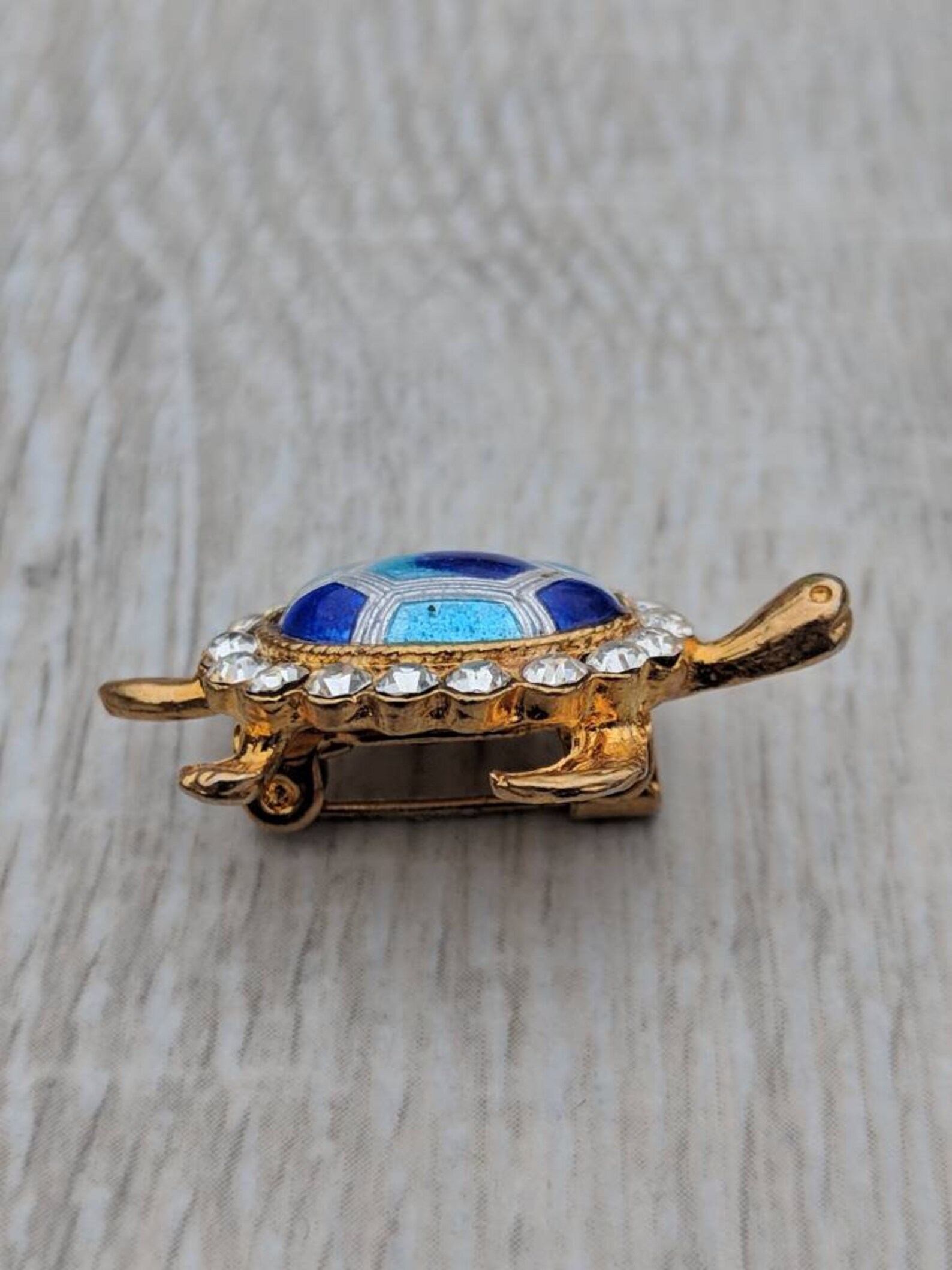 Sparkling Rhinestone and Blue Enamel Sea Turtle Brooch - Etsy