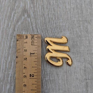 18K Gold Plated Cursive Capital Letter M Initial Monogram Brooch - Etsy