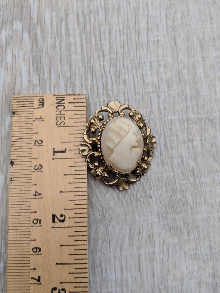 Coro Ivory Colored Carved Cameo Intricate Gold Tone Frame | Etsy