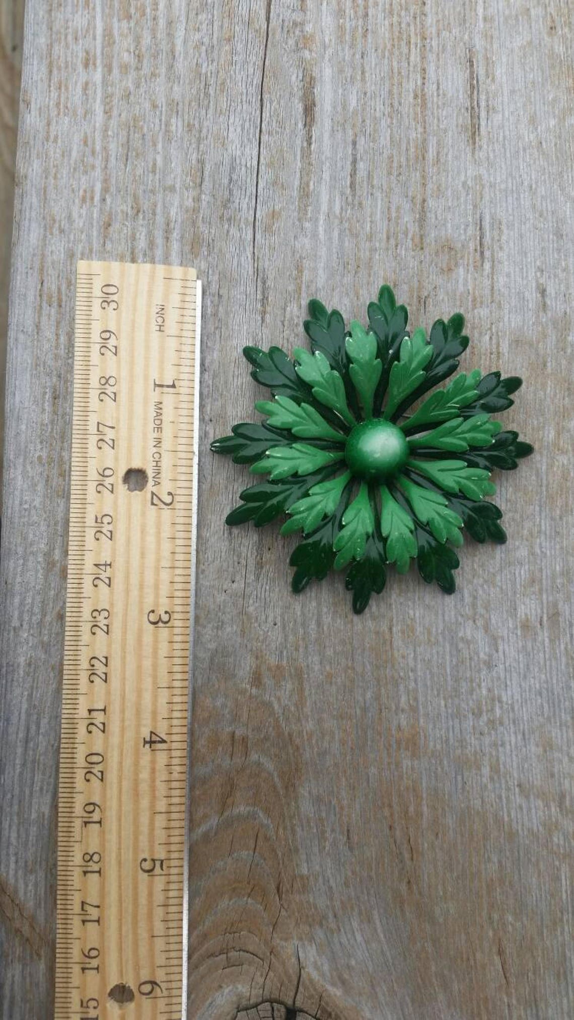 Forest and Spring Green Enameled Metal Flower Brooch - Etsy
