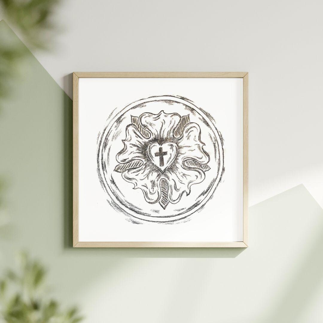 Luther's Rose, Hand Lettered Art, Bible Verse, Lutheran Art, Bible ...