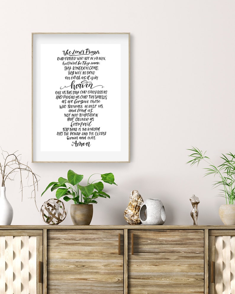 The Lord's Prayer, Our Father, Prayer Print, Hand Lettered Art ...