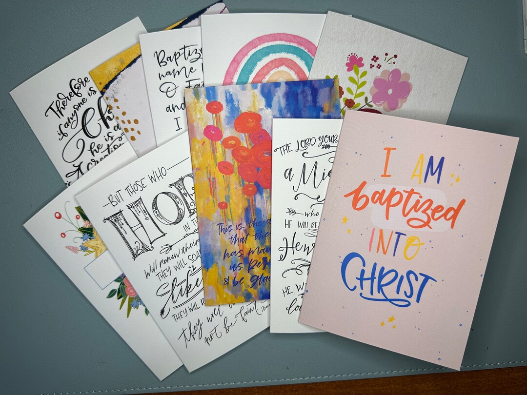 Baptism Birthday Card Pack, Pack of Ten Baptism Cards, Bible Verse ...