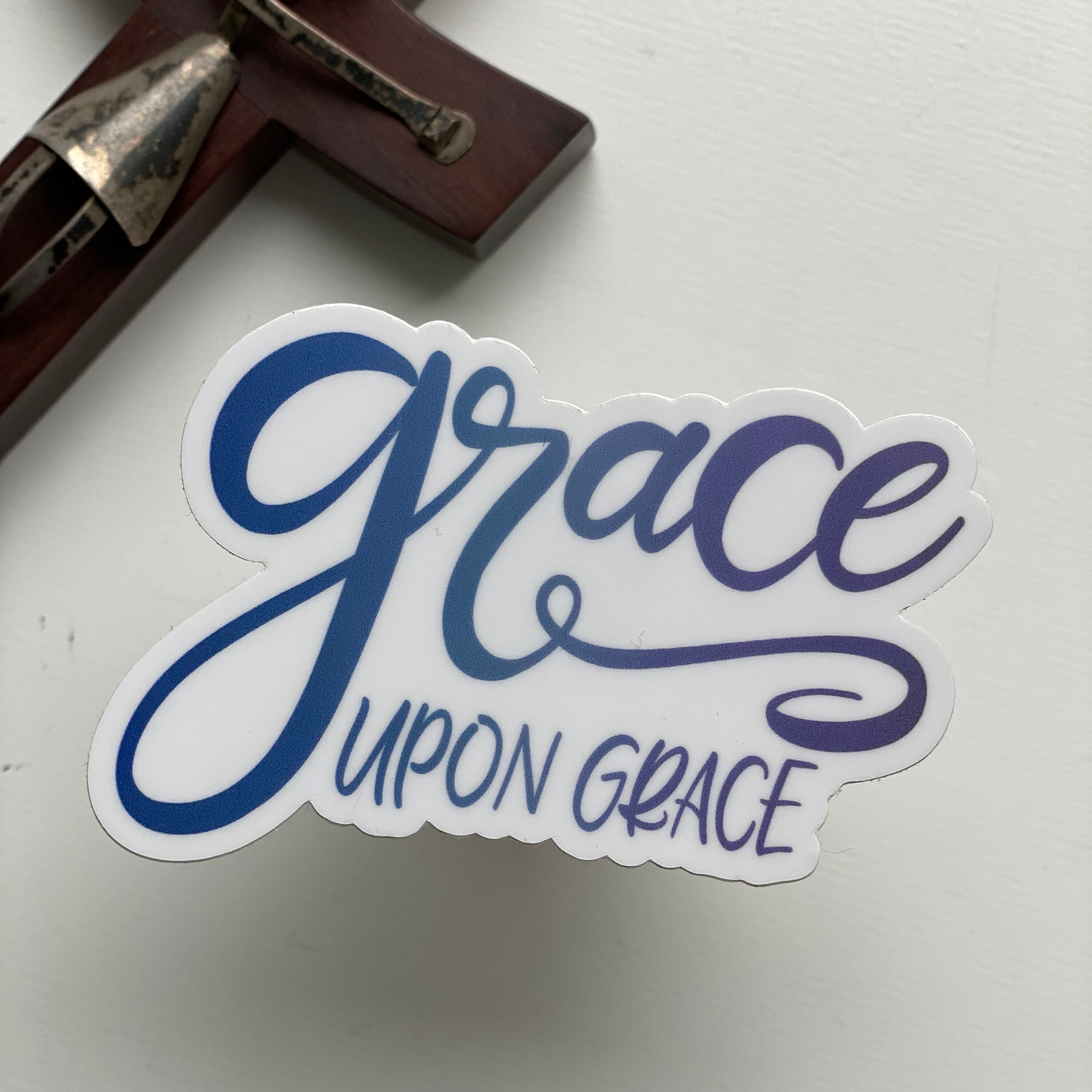 Grace Upon Grace Vinyl Sticker, Bible Verse Die Cut Sticker, Christian ...