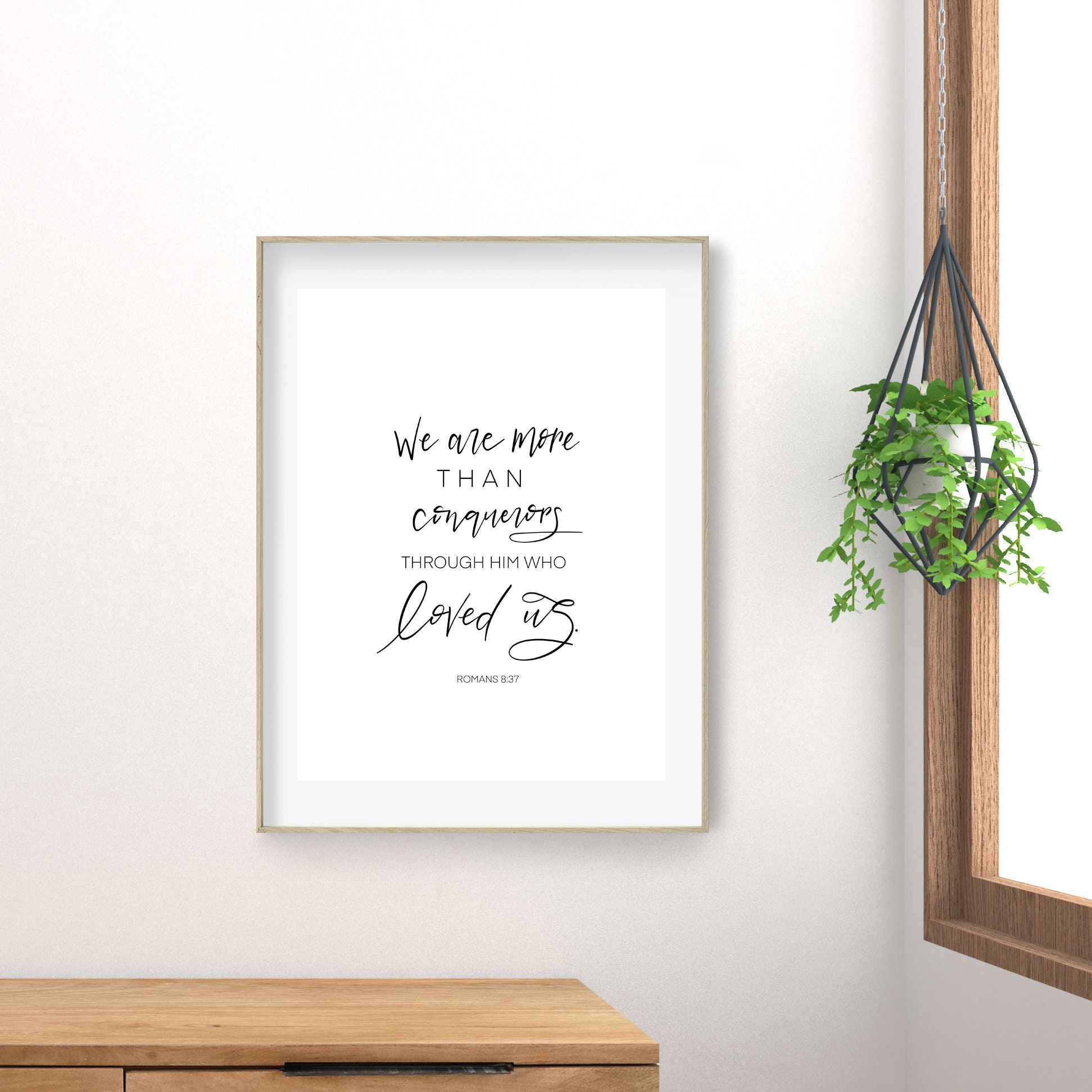 More than conquerors Bible Verse Print Romans 8:37 Digital | Etsy