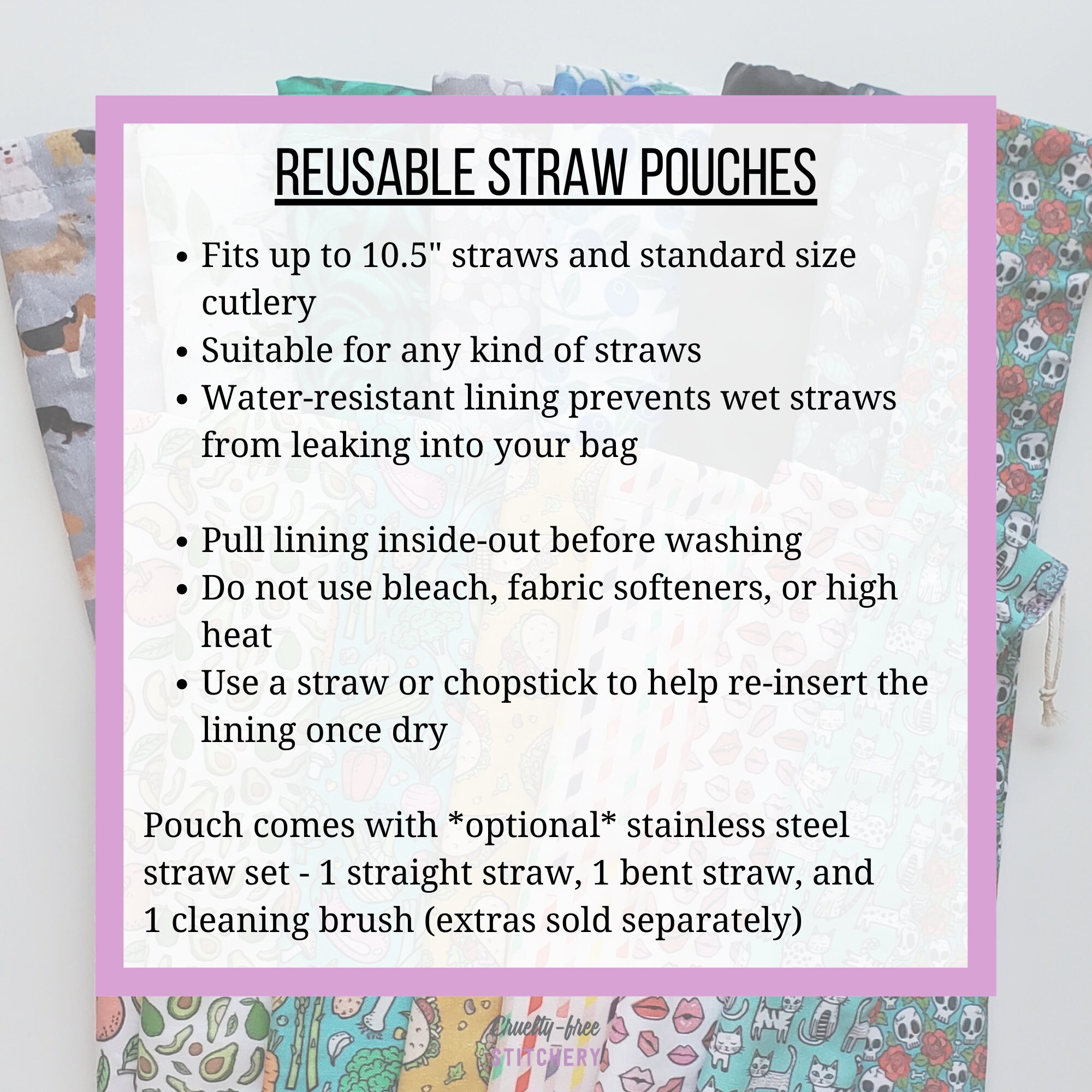 Reusable Straw Pouch Water-resistant Paper Straw Print - Etsy