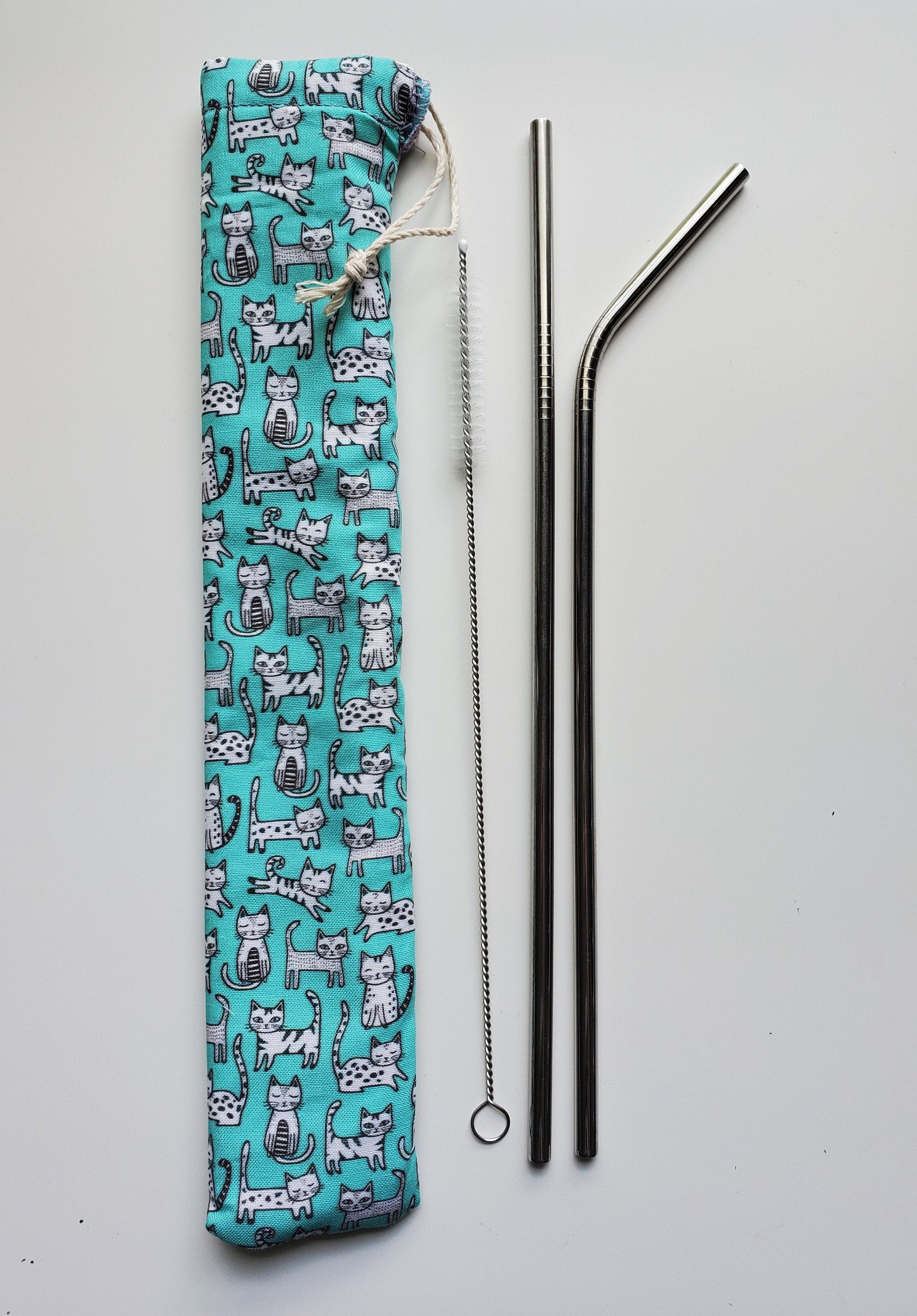 Reusable Straw Pouch Water-Resistant Straws Optional Blue | Etsy