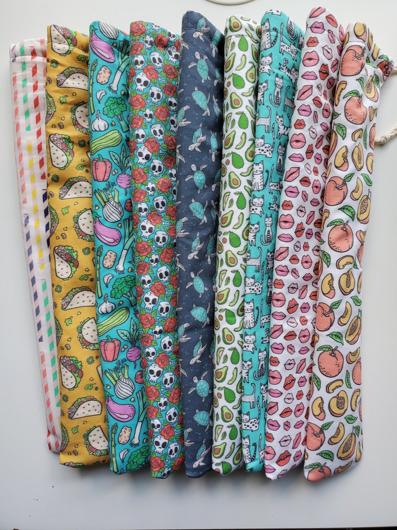 Reusable Straw Pouch Water-Resistant Straws Optional Paper | Etsy