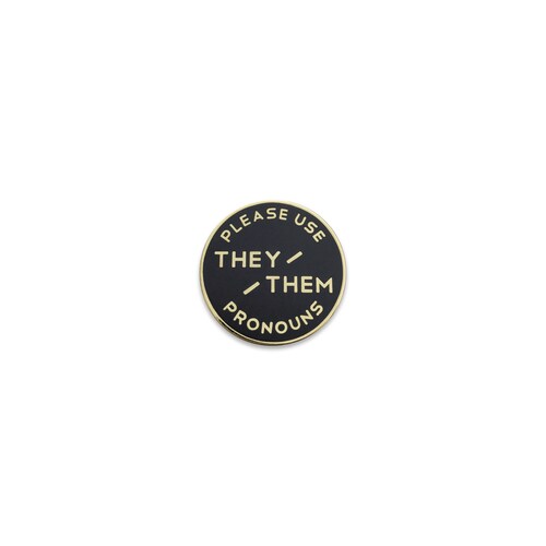 They Them Pronoun Pin Silver or Gold 1-inch Round Hard Enamel | Etsy