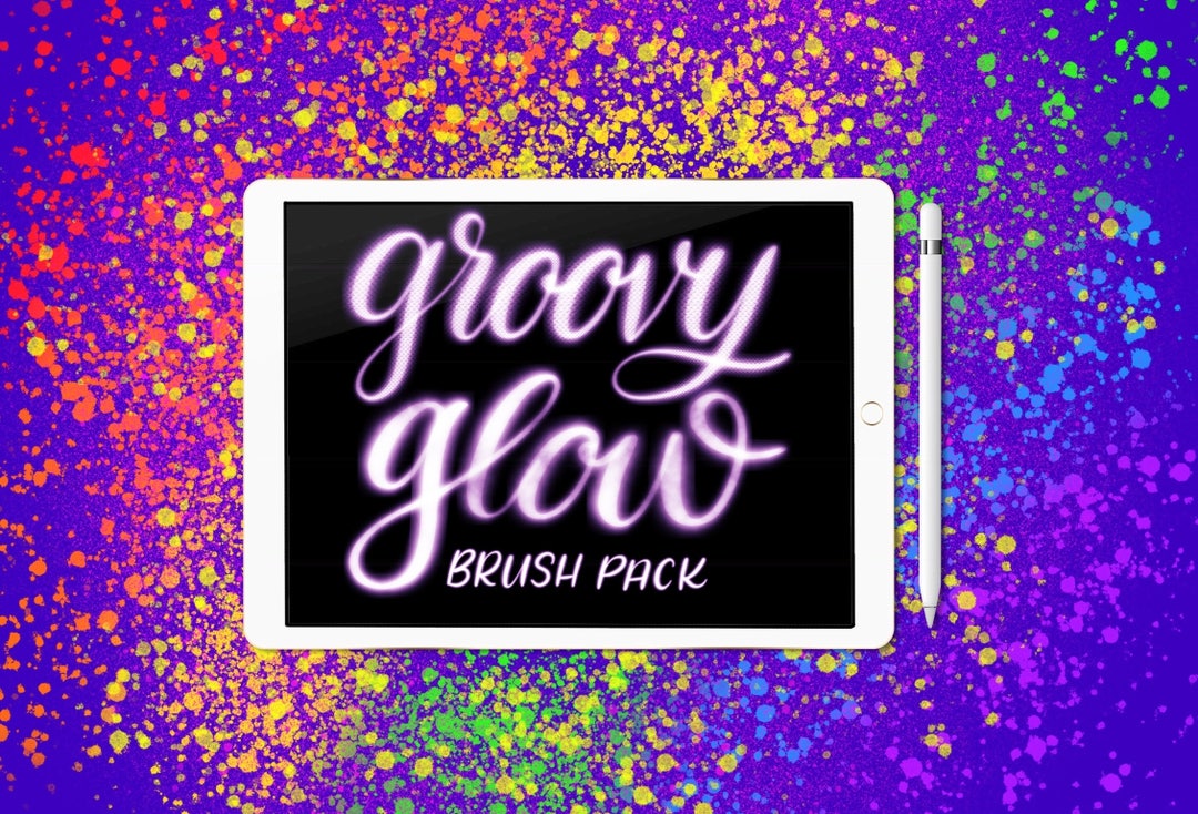 Groovy Glow Brush Pack for Procreate Lettering - Etsy