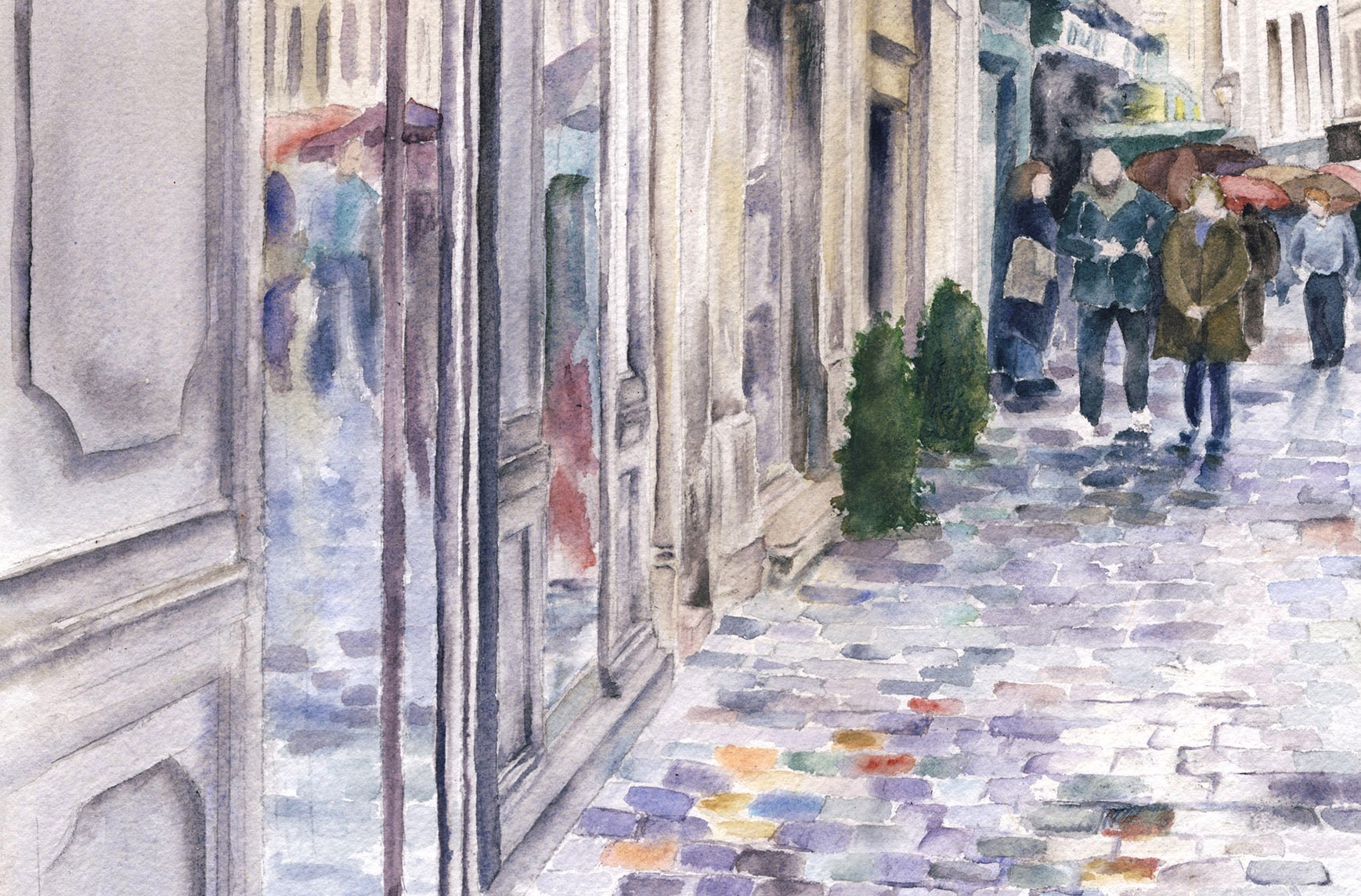 Paris France Street in the Rain Travel Poster - Etsy