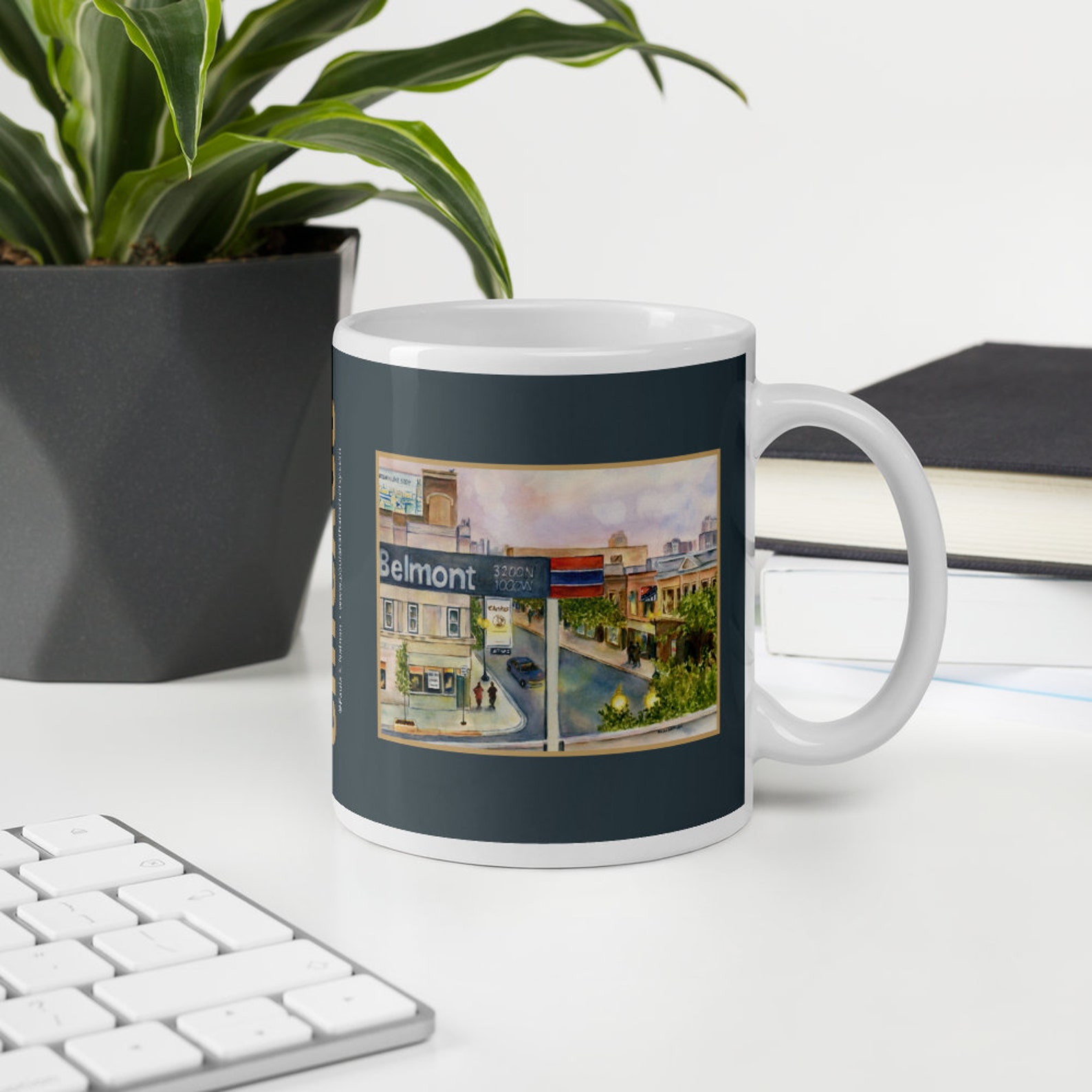 Coffee Mug With Painting of Chicago Train Platform Brown Line | Etsy