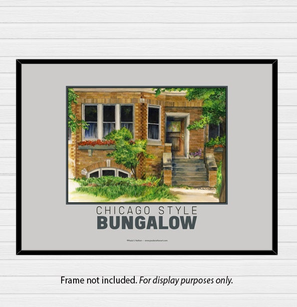 Chicago Style Bungalow Brown Brick House Travel Poster - Etsy