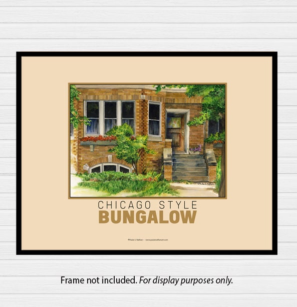 Chicago Style Bungalow, Brown Brick House, Travel Poster - Etsy
