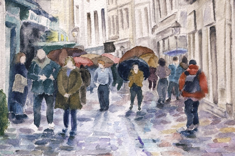 Paris France Street in the Rain Travel Poster - Etsy