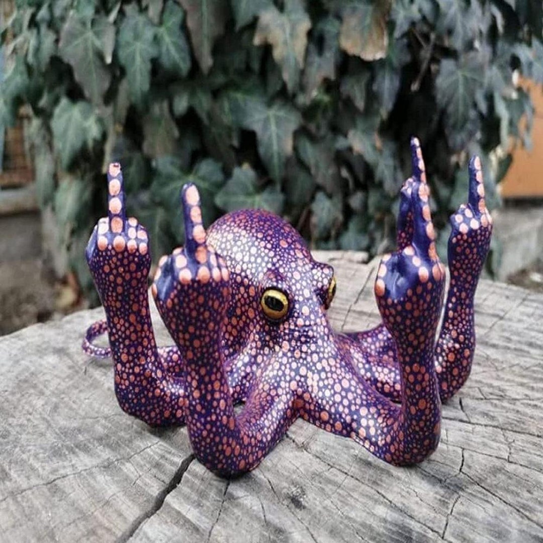 Middle Finger Octopus Resin Statue luminous Octopus Decor - Etsy