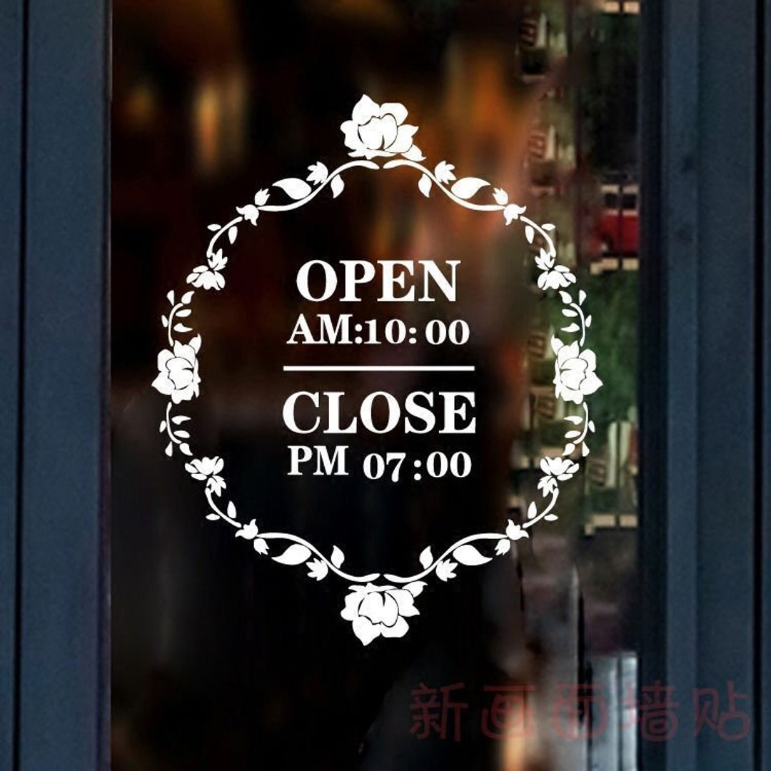Customizable Window Decal Open and Close Time Storefront - Etsy
