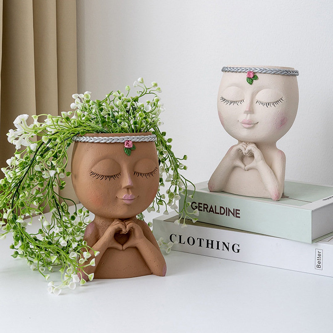 Cute Girl Flower Pots Face Flower Pots Head Flower Pots - Etsy