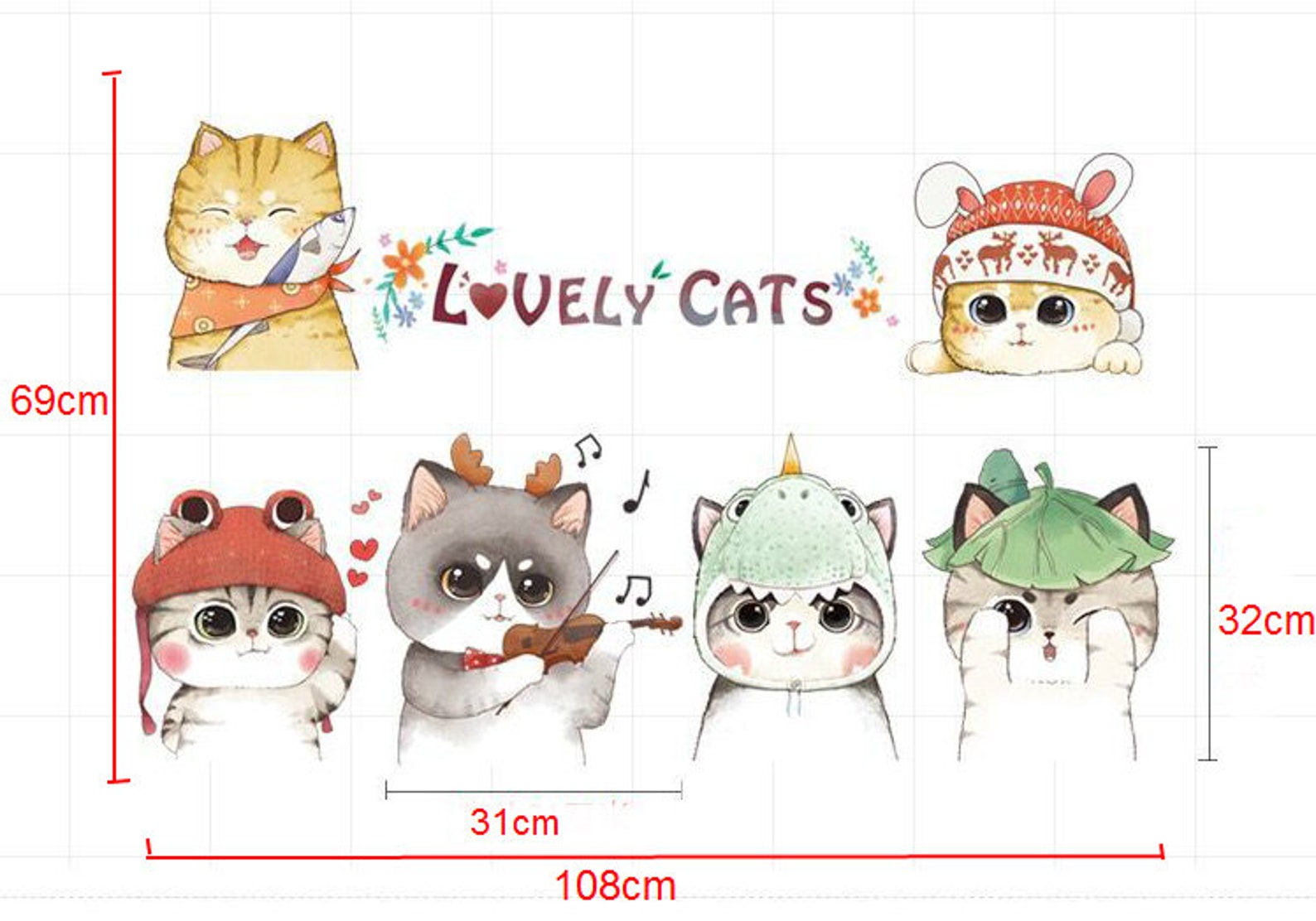 Lovely cats friends wall stickers girls bedroom home decor | Etsy