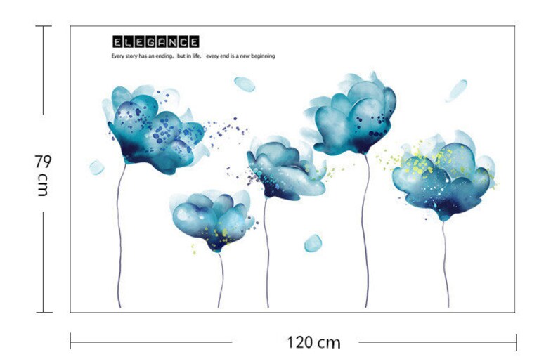 Elegant Growing Blue Flower Wall Stickers Girls Room Wall - Etsy