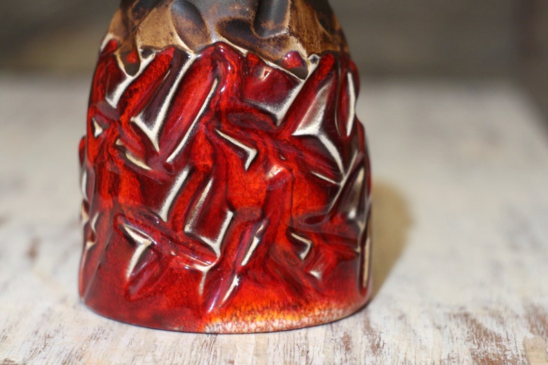 Ceramic Cup Handless Pottery Mug Red White Pottery | Etsy