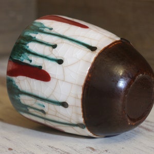 Ceramic Cup Handless Pottery Mug Green Red White Pottery - Etsy