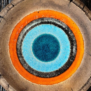 Ceramic Plate Handmade Pottery Plate Nature Home Decor Orange Blue ...