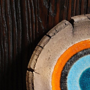 Ceramic Plate Handmade Pottery Plate Nature Home Decor Orange Blue ...