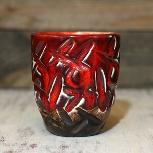 Ceramic Cup Handless Pottery Mug Red White Pottery Ceramic Mug Tea Mug ...