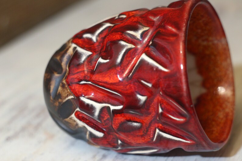 Ceramic cup Handless pottery mug Red white pottery | Etsy