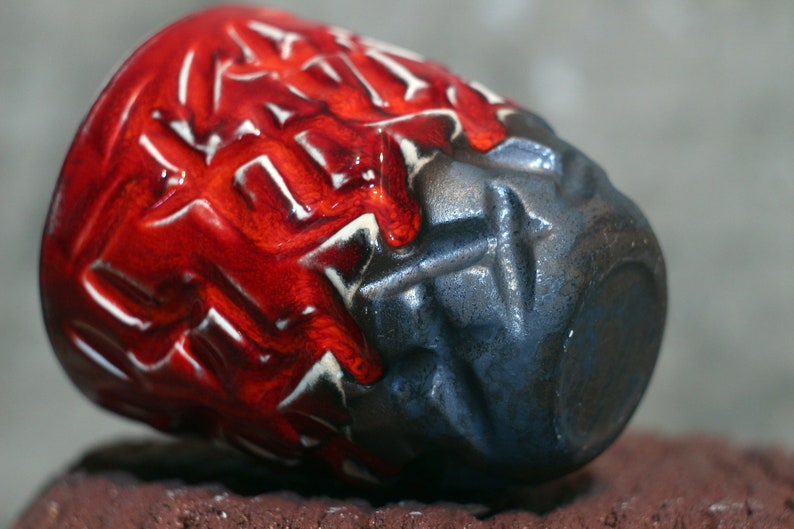 Ceramic Cup Handless Pottery Mug Red White Pottery | Etsy
