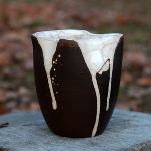 Ceramic Cup Handless Pottery Mug Black and White Ceramic Tea Mug Coffee ...