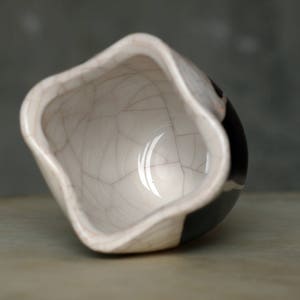 Ceramic Cup Handless Pottery Mug Black and White Ceramic Tea Mug Coffee ...