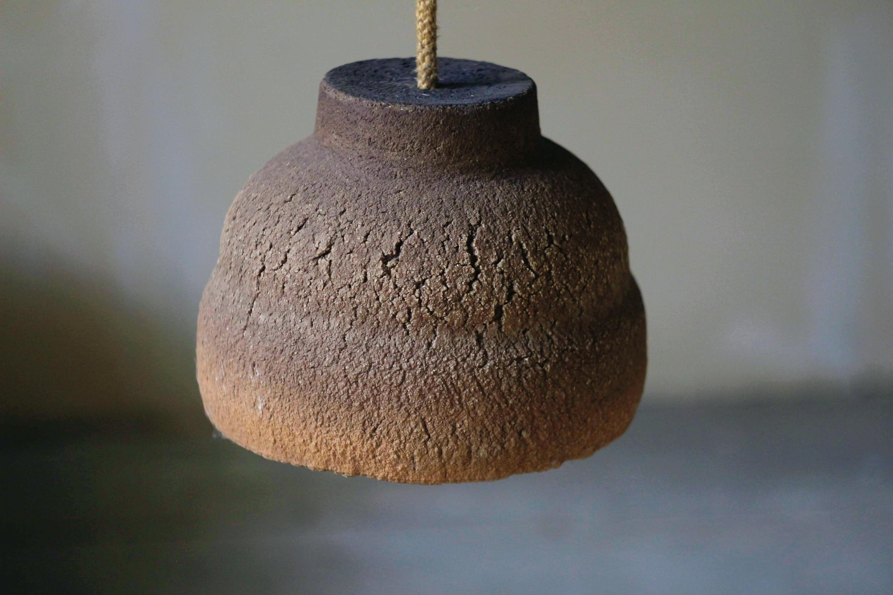 Handmade Brown Clay Pendant Light, Rustic Pottery Ceiling Lamp - Etsy