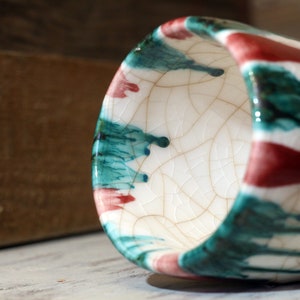 Ceramic Cup Handless Pottery Mug Green Red White Pottery - Etsy