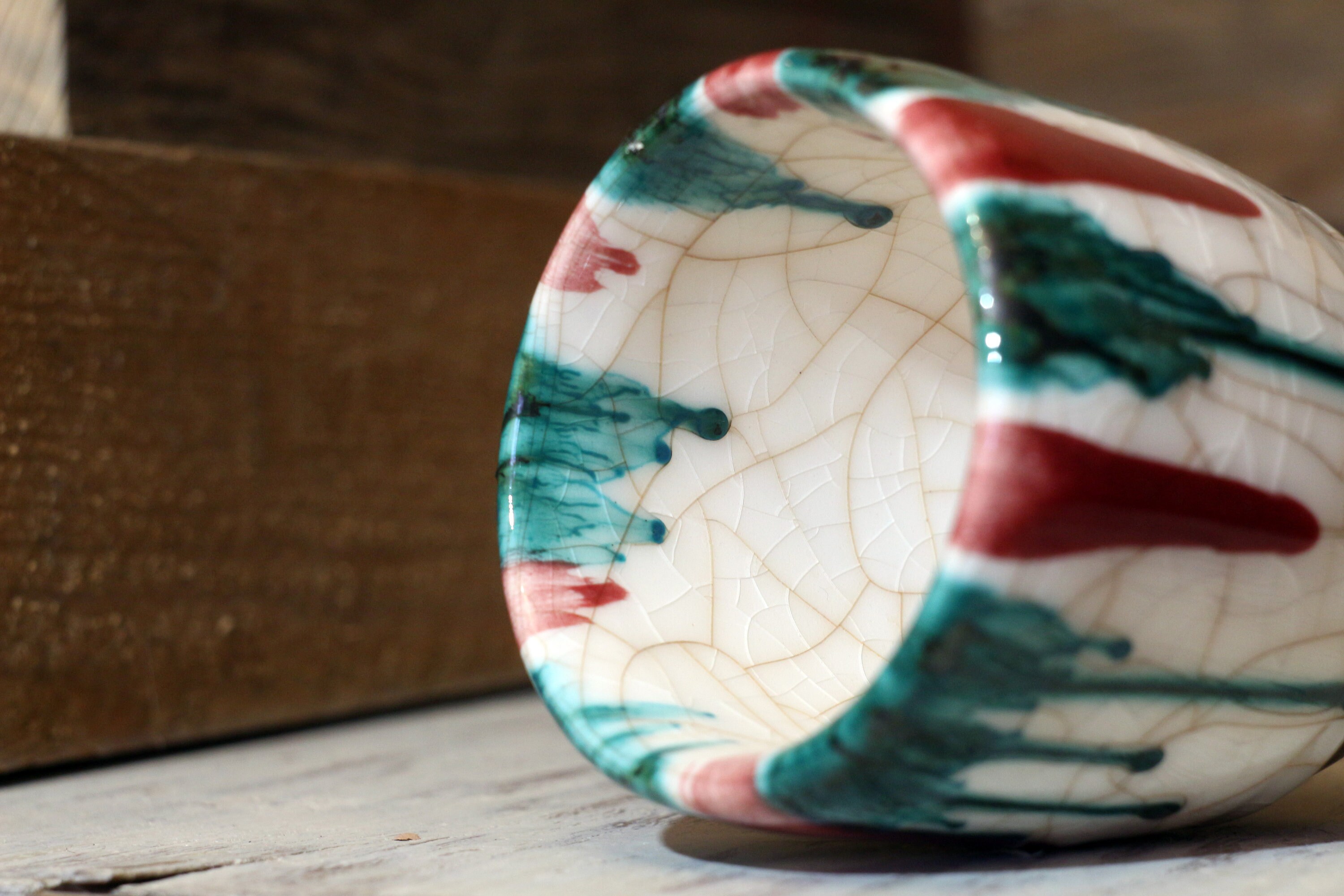 Ceramic Cup Handless Pottery Mug Green Red White Pottery | Etsy