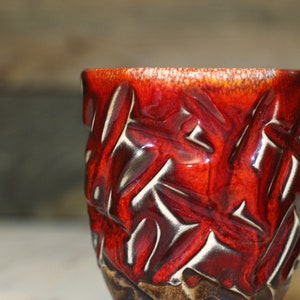 Ceramic Cup Handless Pottery Mug Red White Pottery Ceramic Mug Tea Mug ...