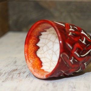 Ceramic Cup Handless Pottery Mug Red White Pottery Ceramic Mug Tea Mug ...