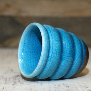 Ceramic Cup Handless Pottery Mug Blue Pottery Handmade Ceramic Tea Mug ...